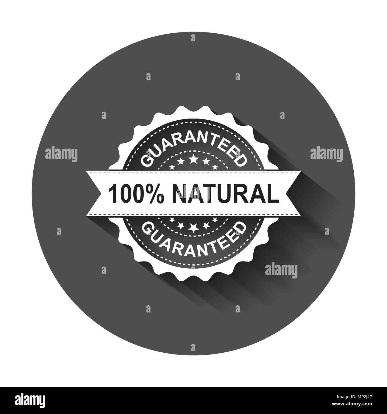 100% natural grunge rubber stamp. Vector illustration with long shadow ...