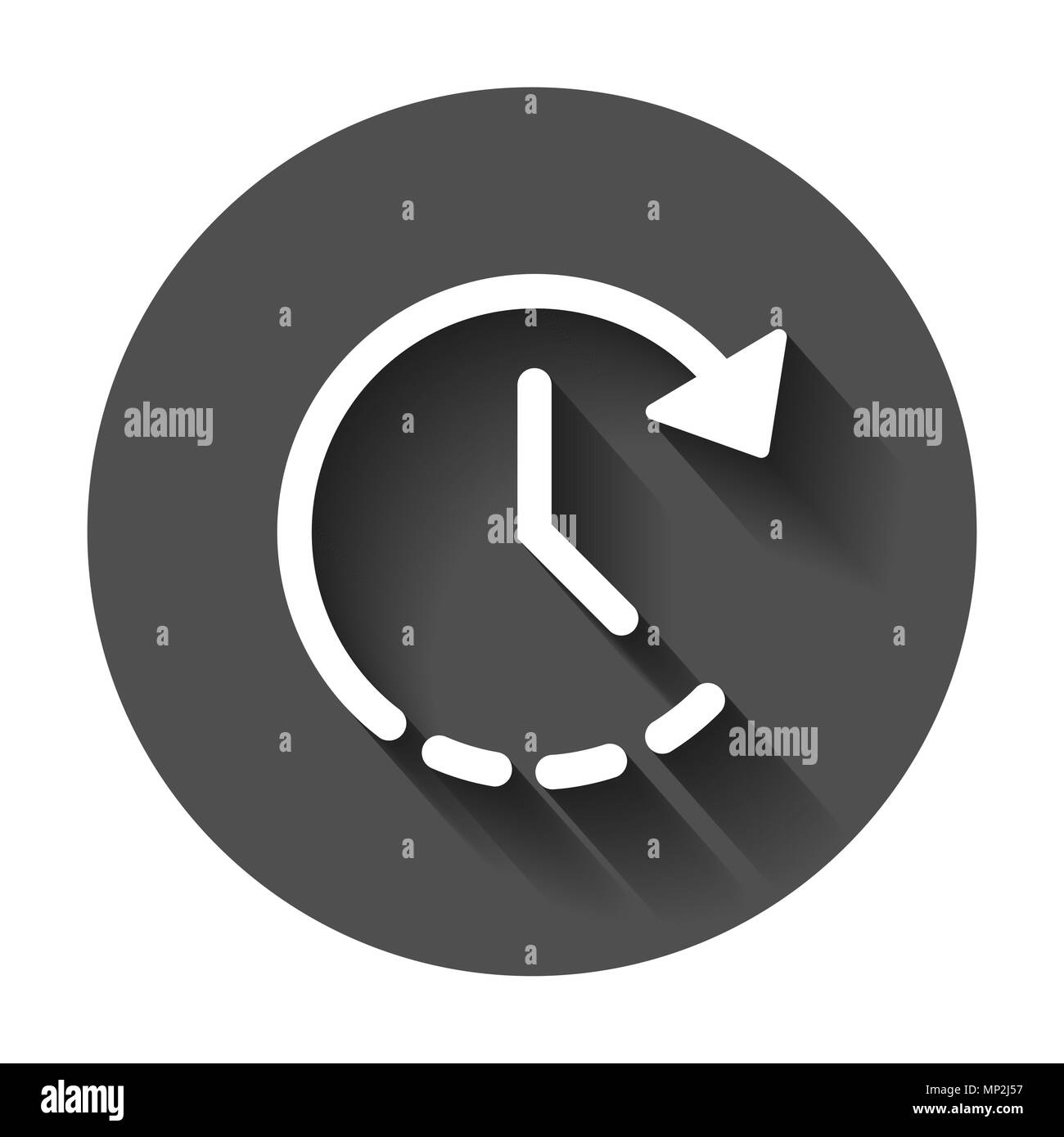 Clock time icon in flat style. Vector illustration with long shadow ...