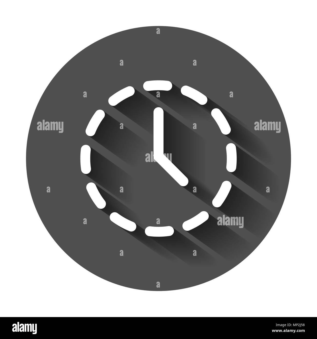 Clock time icon in flat style. Vector illustration with long shadow ...