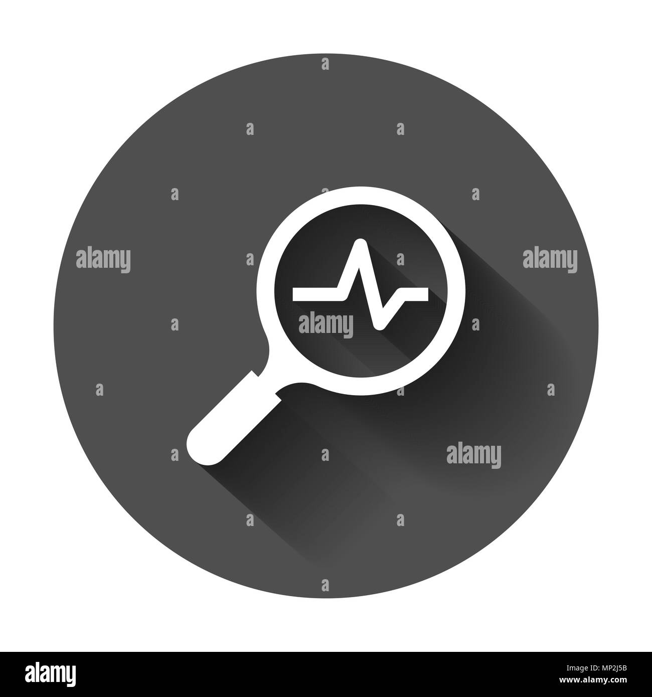 Magnifying glass icon with pulse. Vector illustration with long shadow ...
