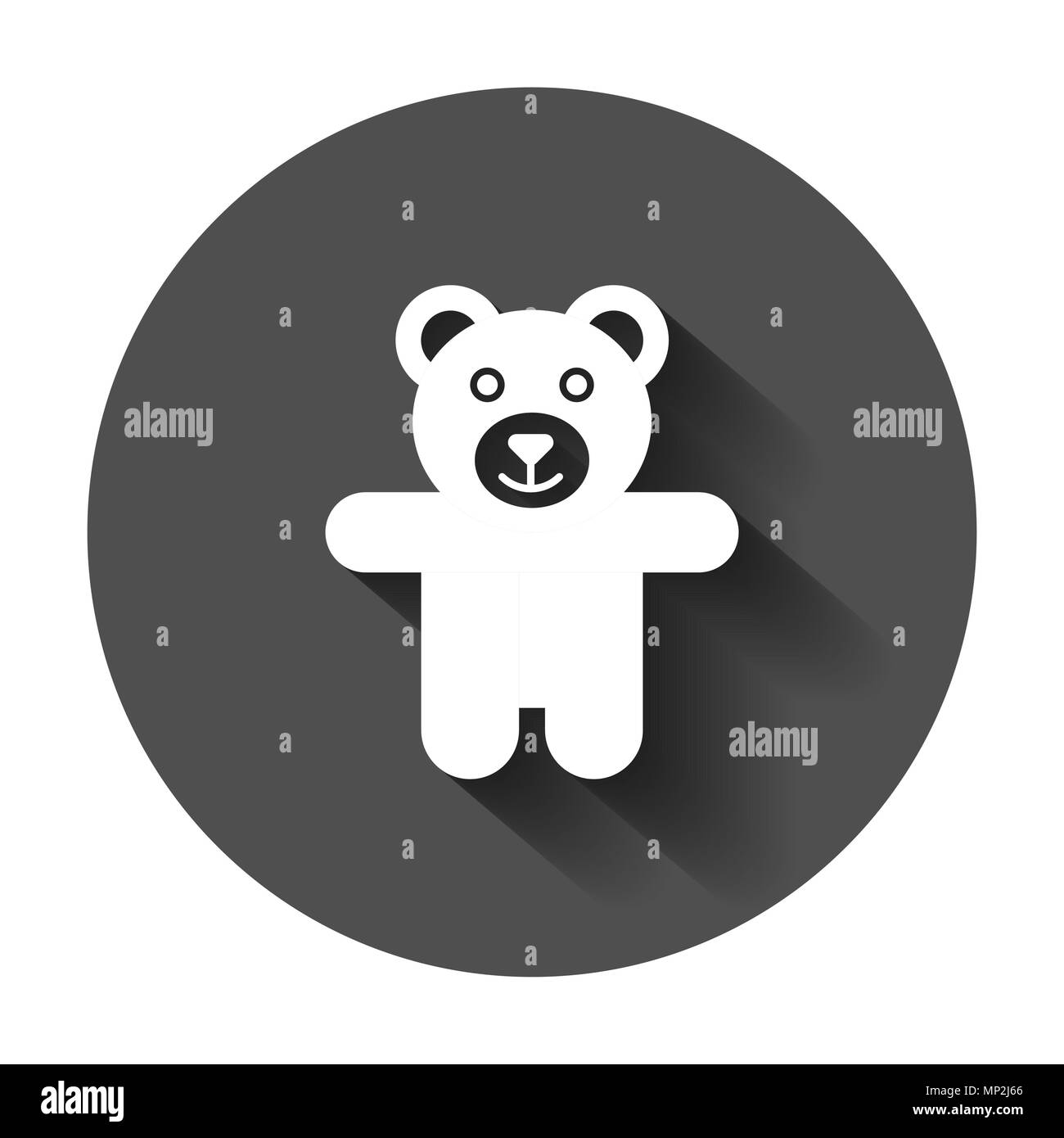 Teddy bear plush toy icon. Vector illustration with long shadow ...