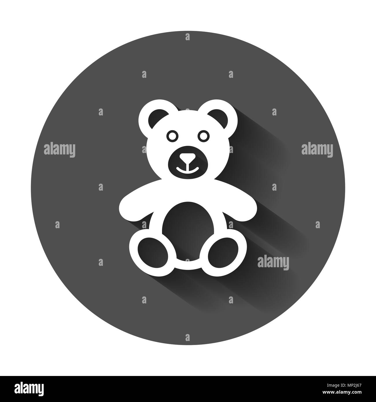 Teddy bear plush toy icon. Vector illustration with long shadow ...