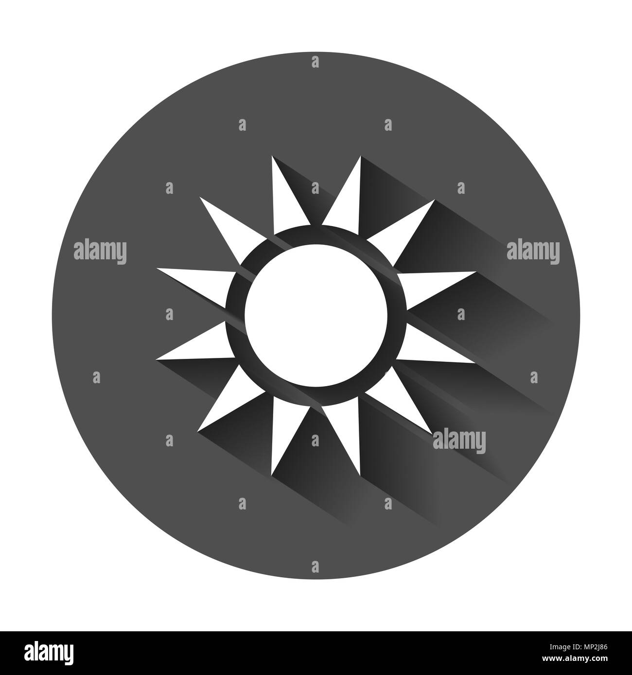 Sun vector icon. Summer sunshine illustration with long shadow. Sun ...