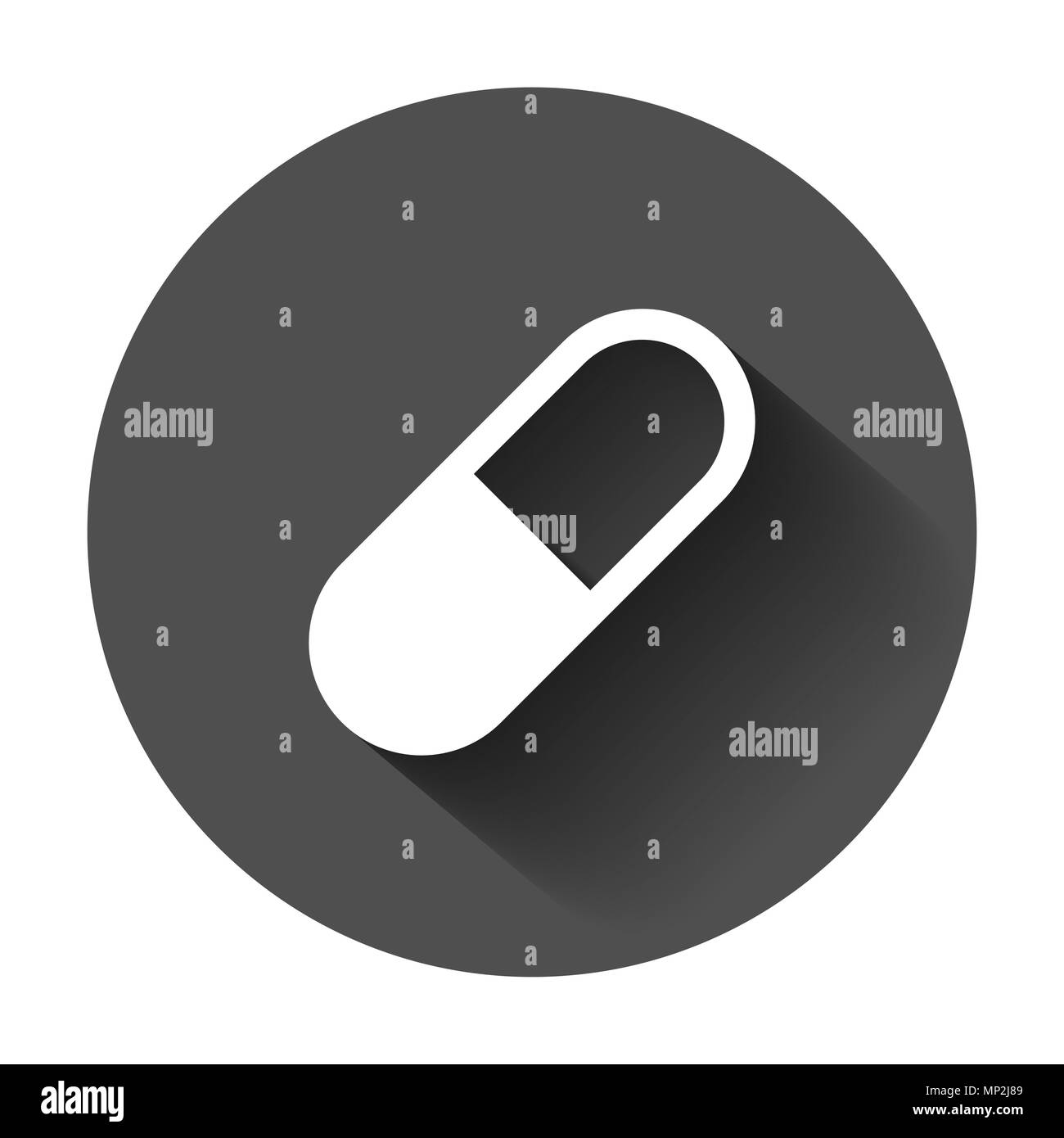Pill vector icon in flat style. Tablet illustration with long shadow ...