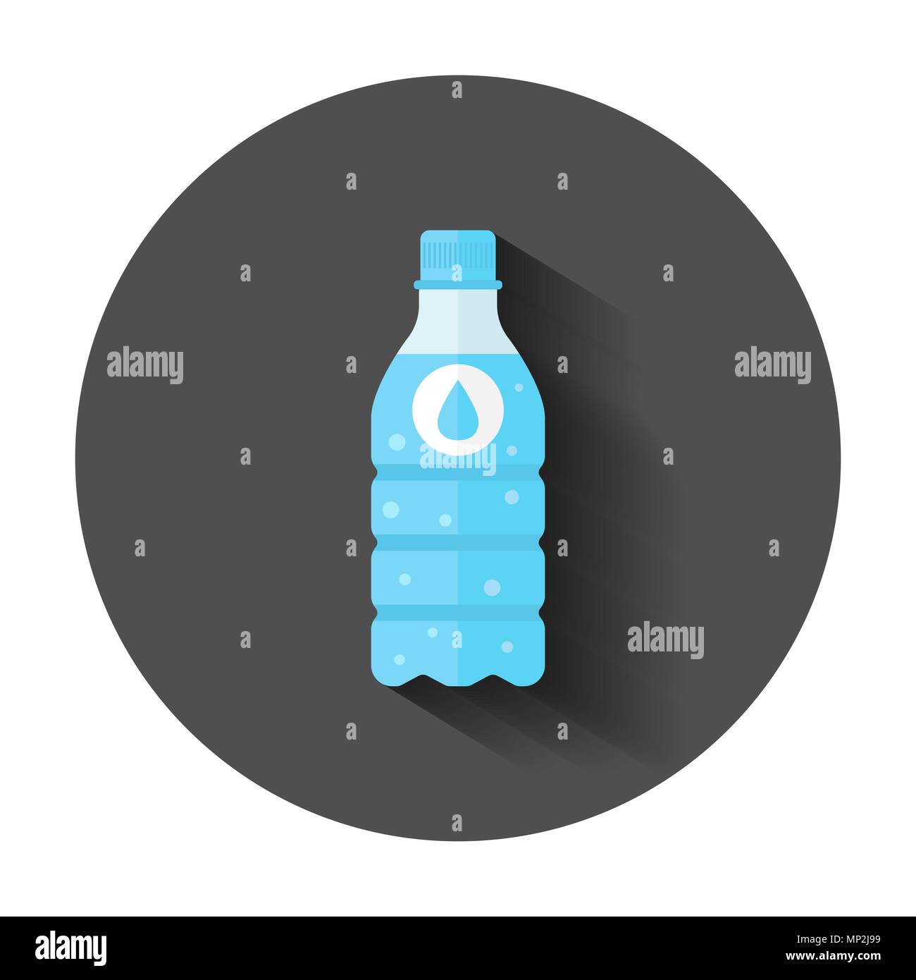 Water bottle icon in flat style. Bottle illustration with long shadow ...