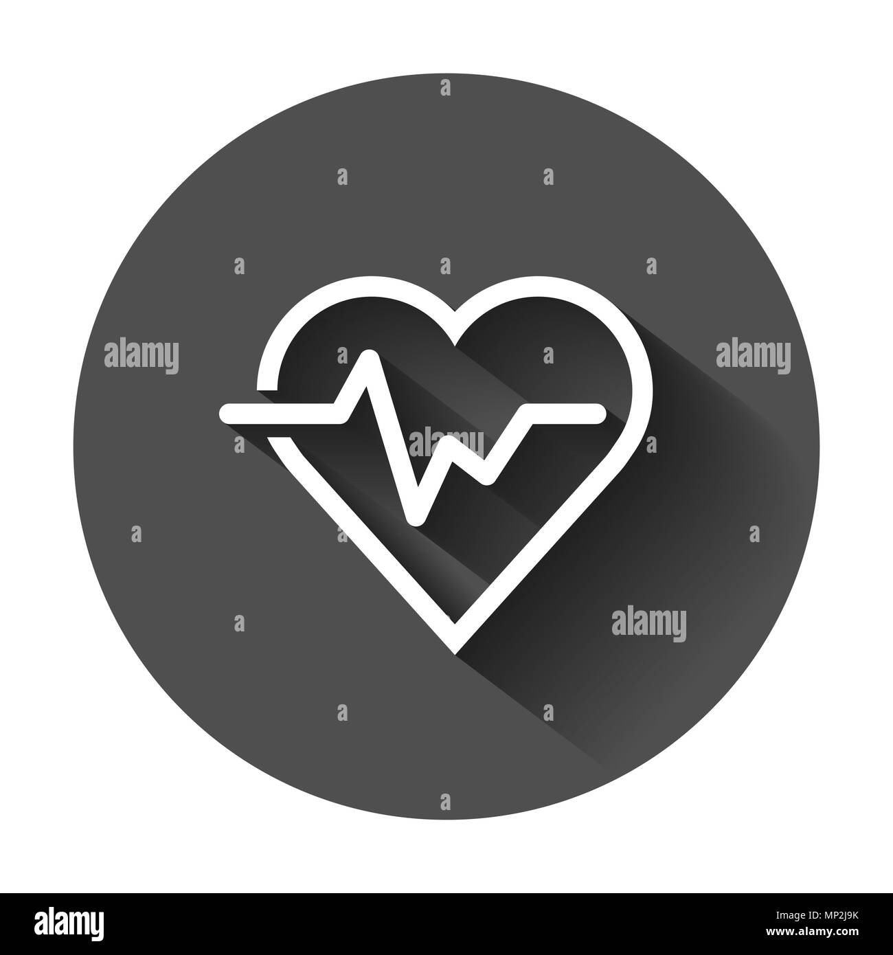 Heartbeat line with heart icon in flat style. Heartbeat illustration ...