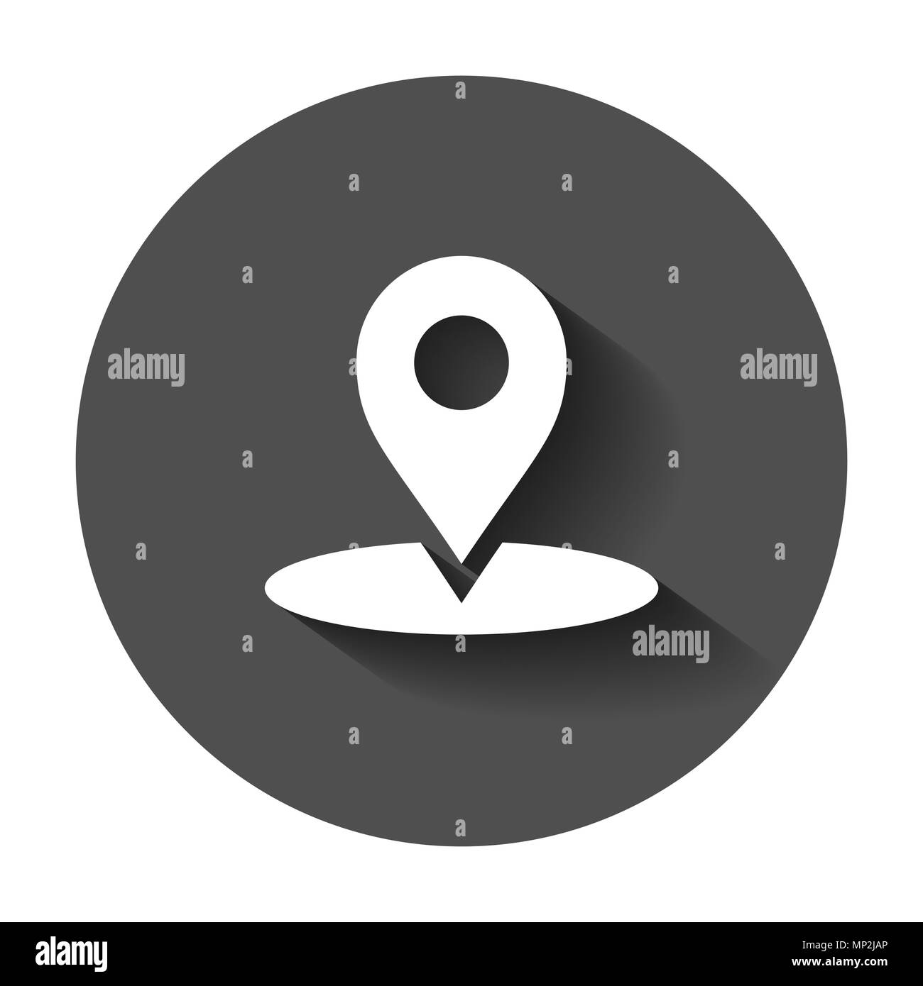 Map pointer in flat style. Gps navigation mark illustration with long shadow. Pointer ...