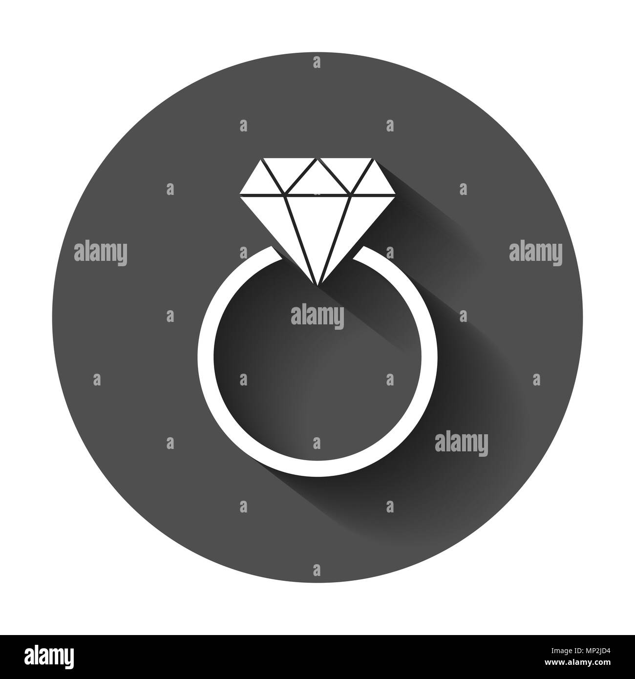 Engagement ring with diamond vector icon in flat style. Wedding ...