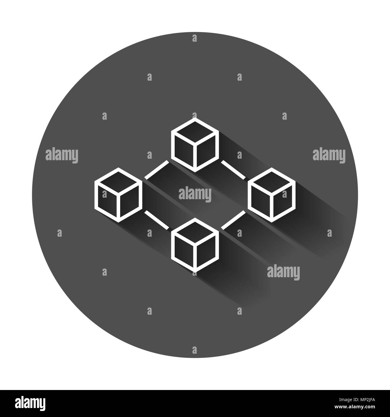Blockchain technology vector icon in flat style. Cryptography cube ...