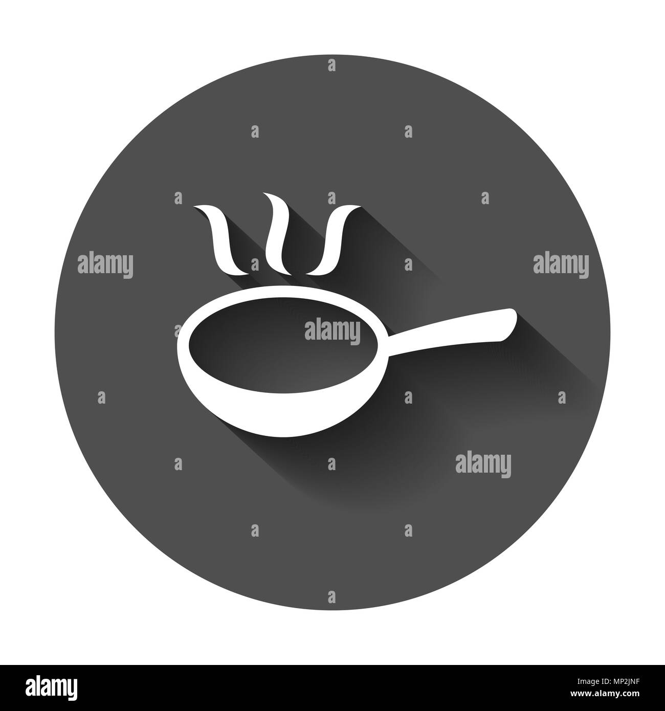 Frying pan icon in flat style. Cooking pan illustration with long ...