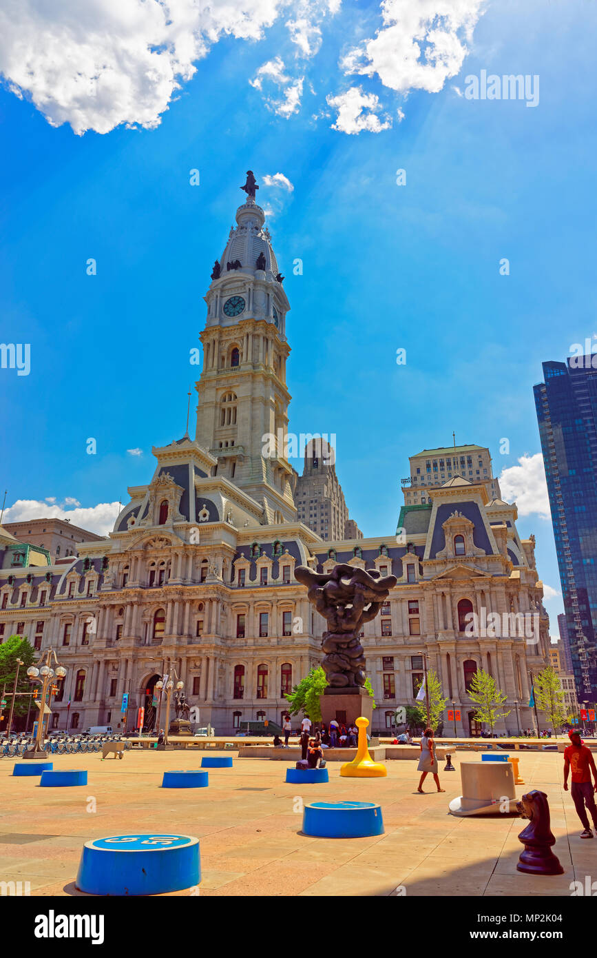 Philadelphia, USA - May 4, 2015: Square at Philadelphia City Hall with ...