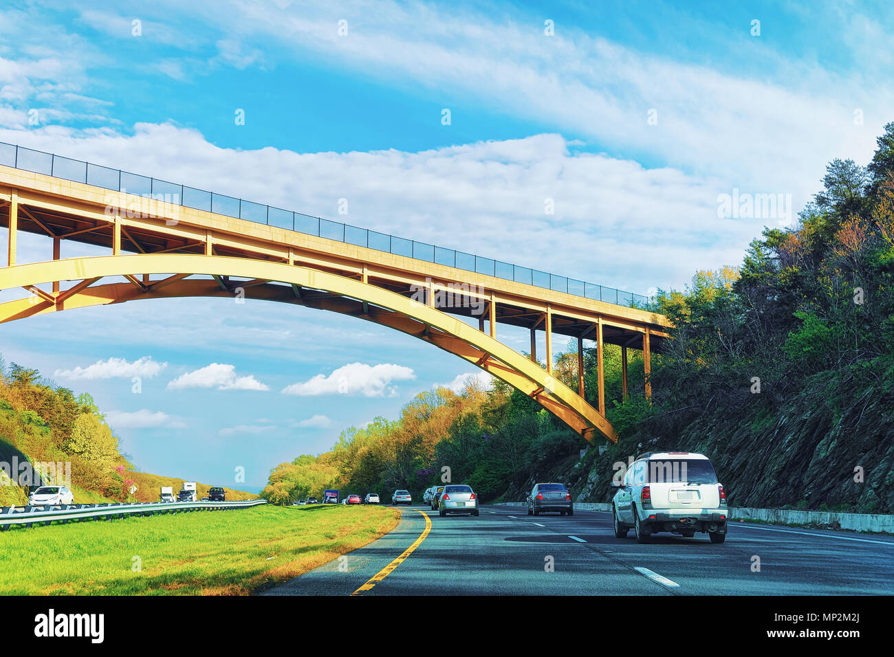 Road and the bridge on William Penn Highway in Springville, New York ...