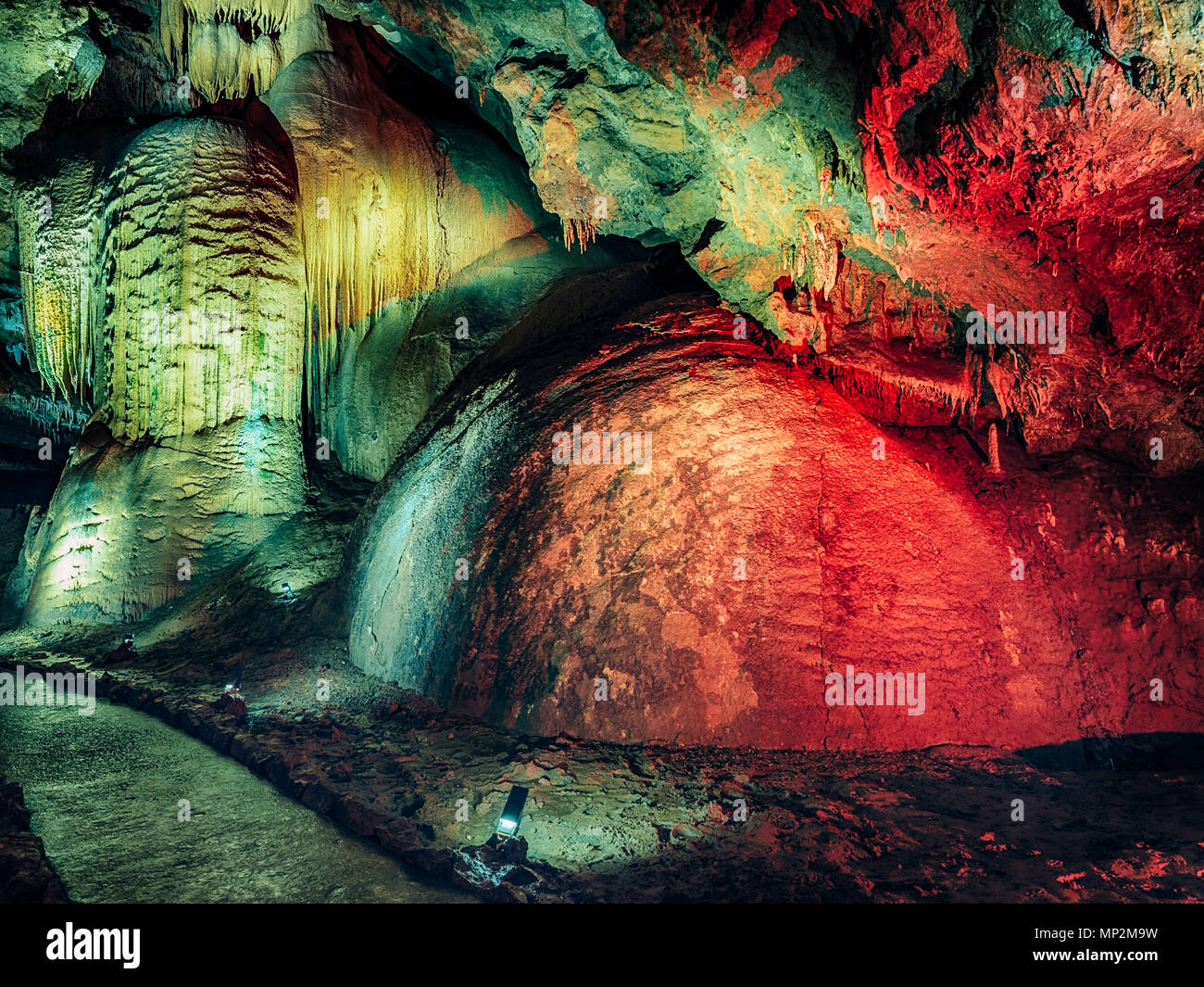 Wonderful Prometheus Cave. Stalactites and stalagmites in the ...