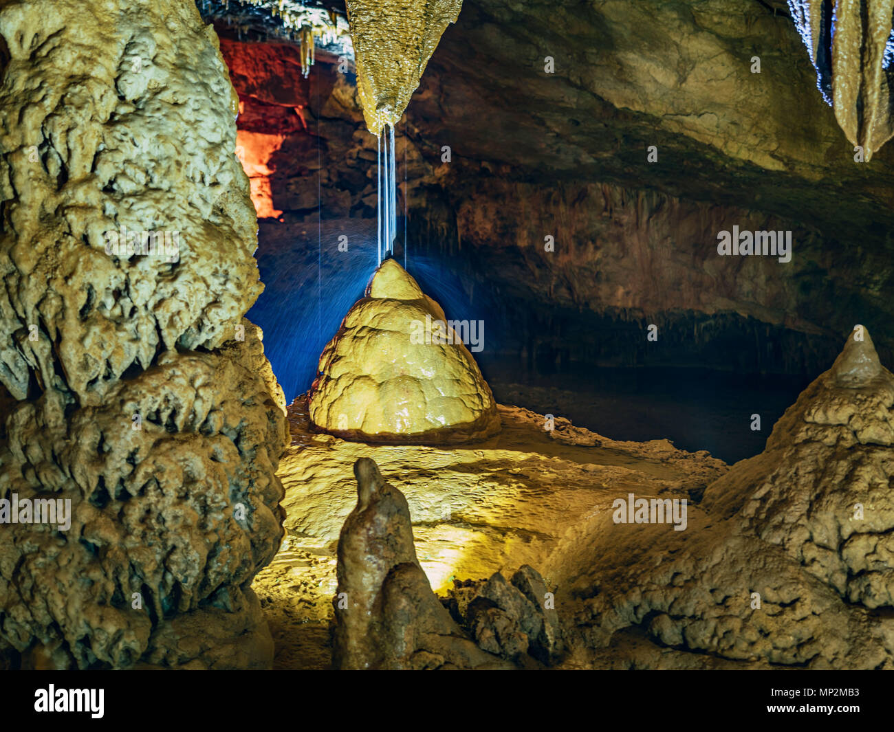 Wonderful Prometheus Cave. Stalactites and stalagmites in the ...