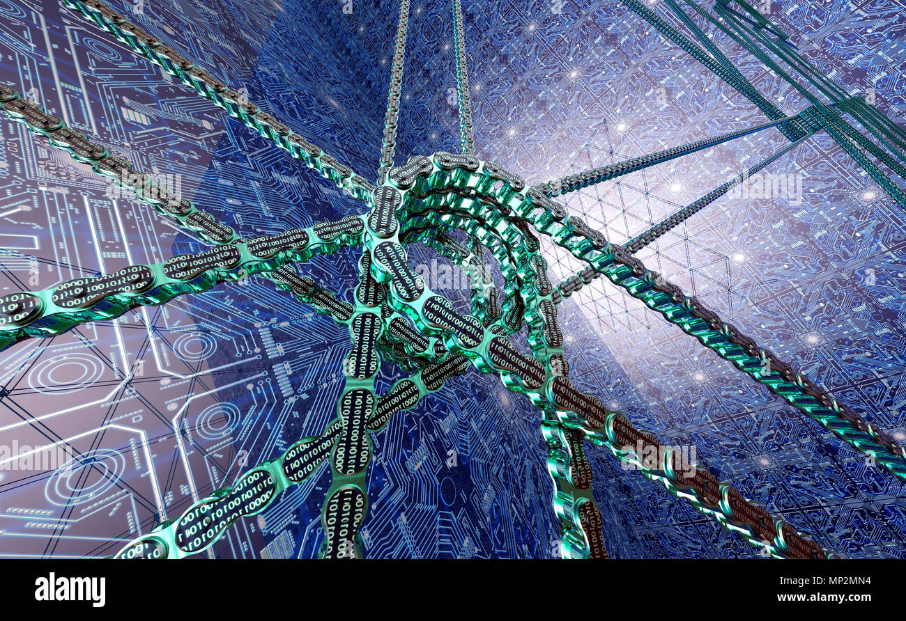 Blockchain technologie used in digital computer networks, clipping path ...