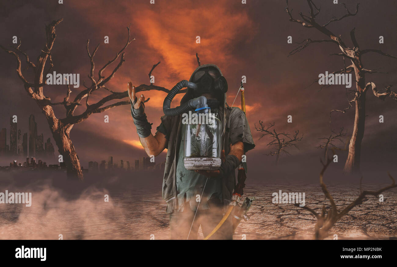 Nuclear post apocalypse survivors concept Stock Photo - Alamy