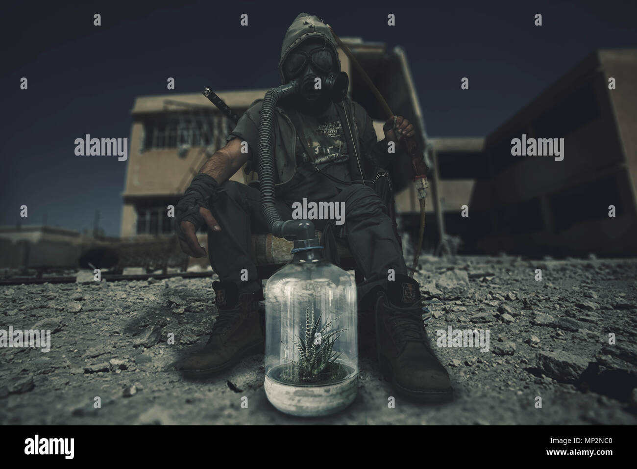 Nuclear post apocalypse survivors concept Stock Photo - Alamy