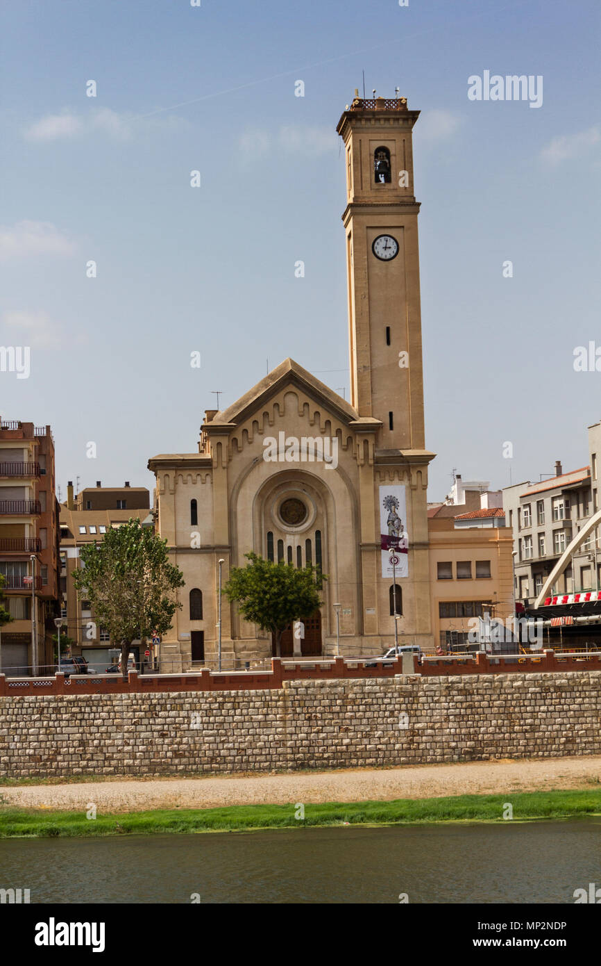 River Ebro. Tortosa Church del Roser Stock Photo - Alamy