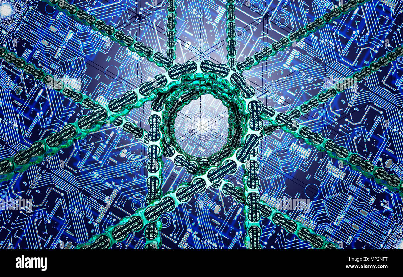 Blockchain technologie used in digital computer networks, clipping path ...