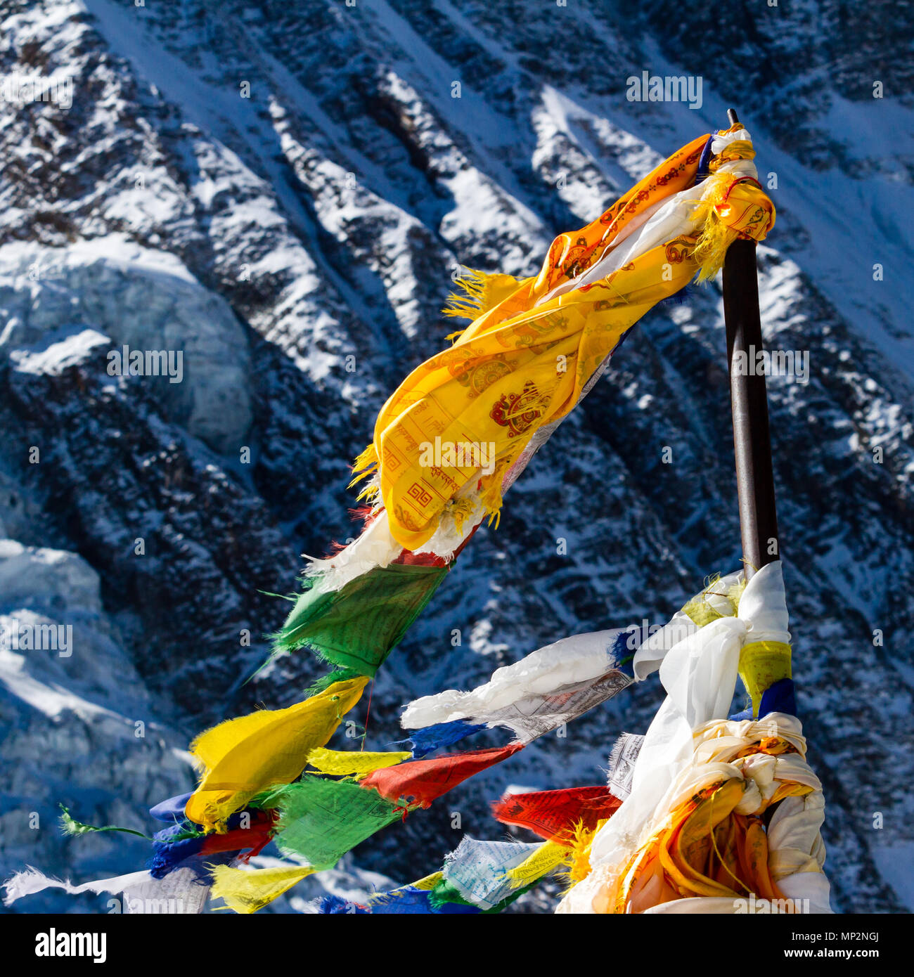 Prayer buddhist flags fluttering in the wind Stock Photo - Alamy