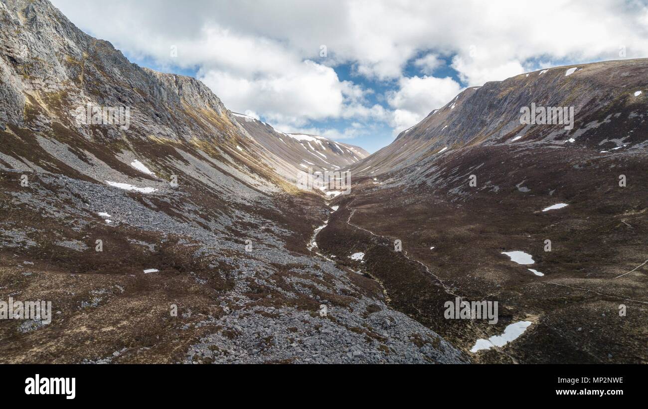 Lairig Ghru high in the Grampian Mountains. A famous mountain pass that ...
