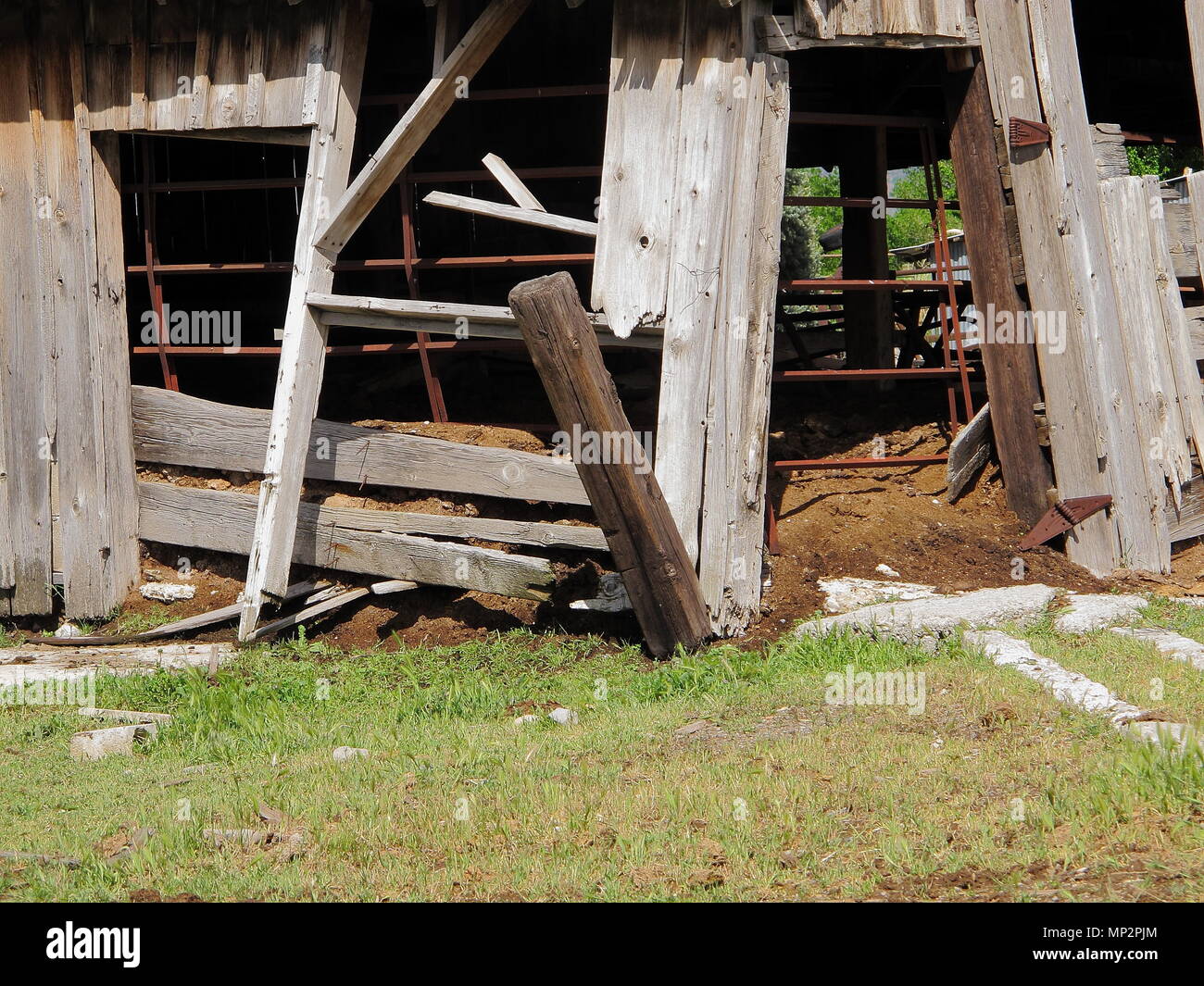 Patched Up Barn in Rural Area Displaying Creative Repair Techniques ...