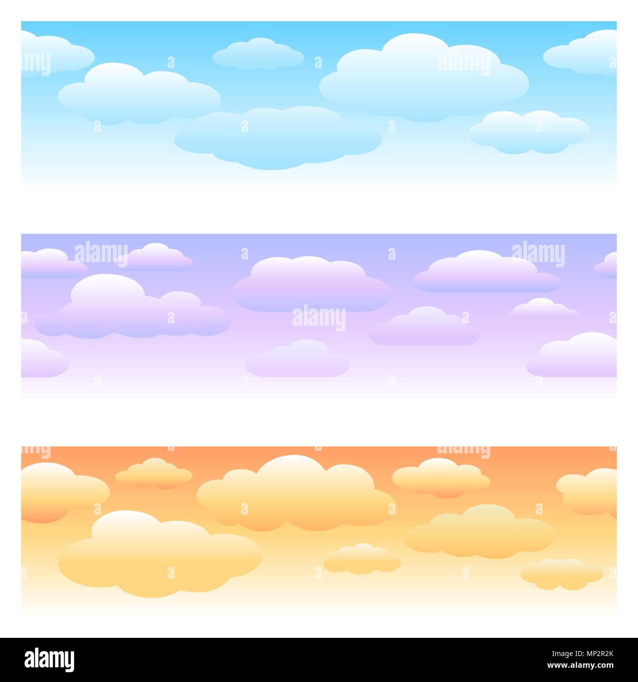 Clouds horizontal seamless patterns. Morning, evening and daytime ...