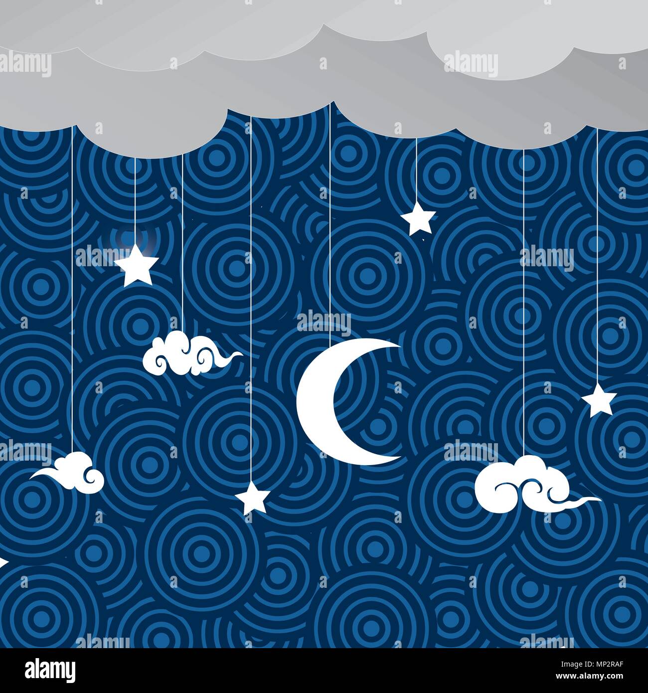 Vector chinese night sky background stars and moon Stock Vector Image ...
