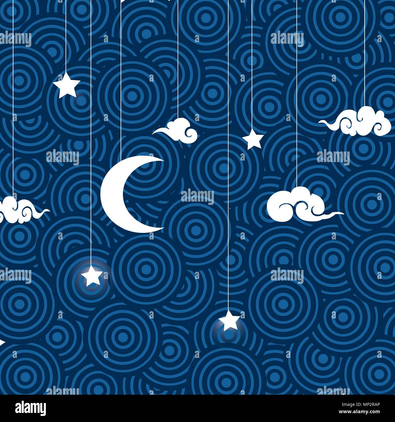 Vector chinese night sky background stars and moon Stock Vector Image ...