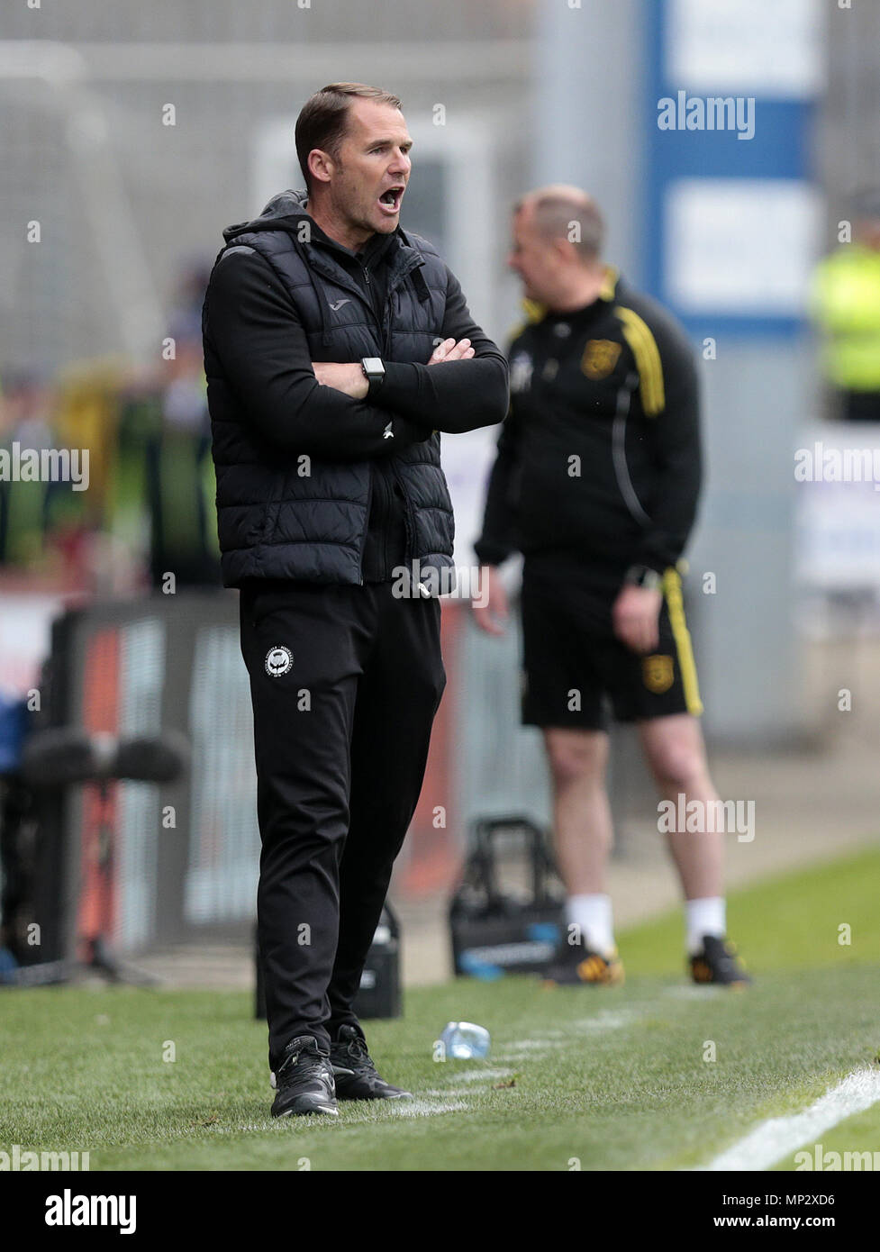 Patrick Thistle manager Alan Archibald looks on against Livingston ...