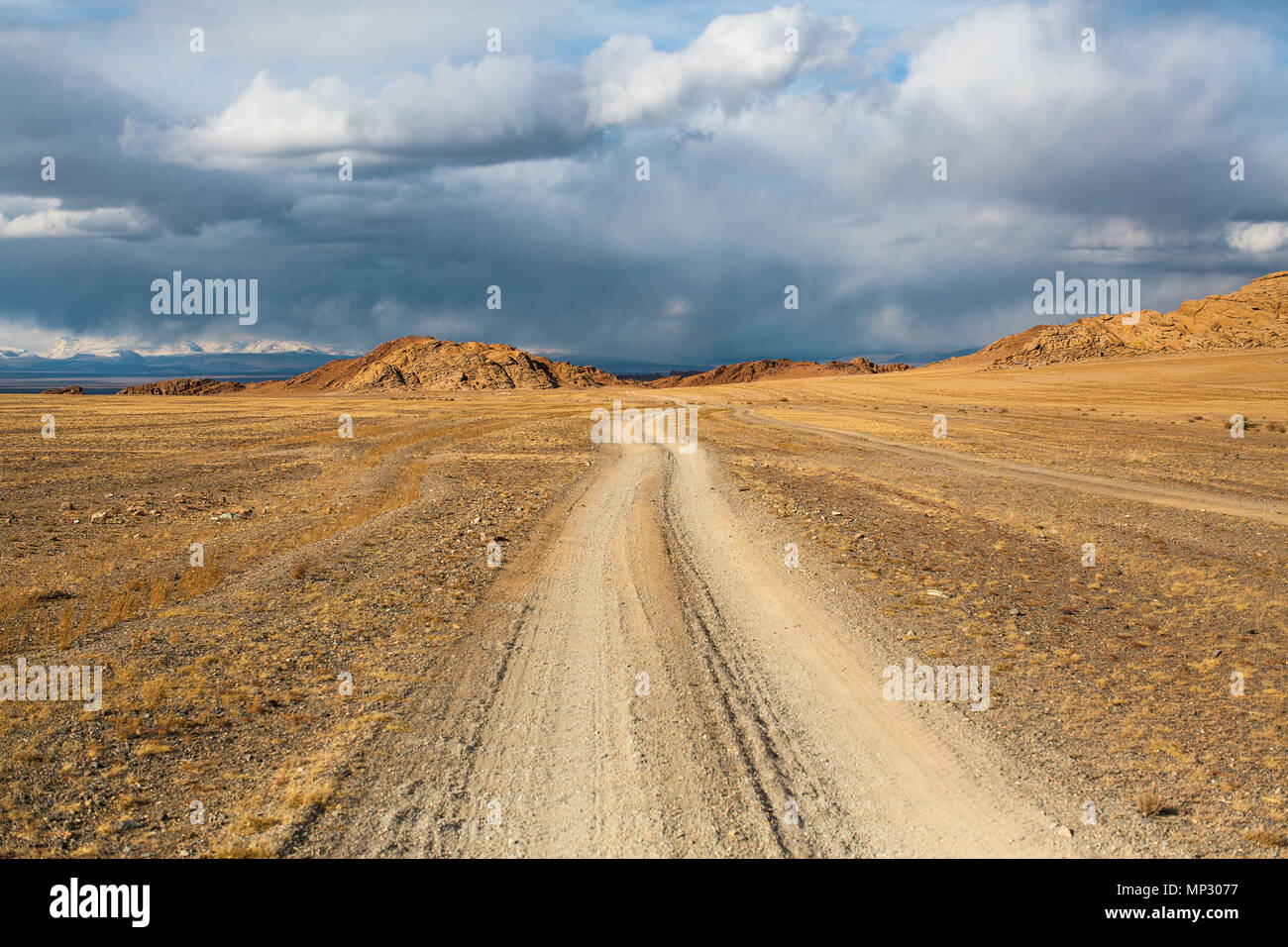 Road through the steppe and mountains of Western Mongolia Stock Photo ...