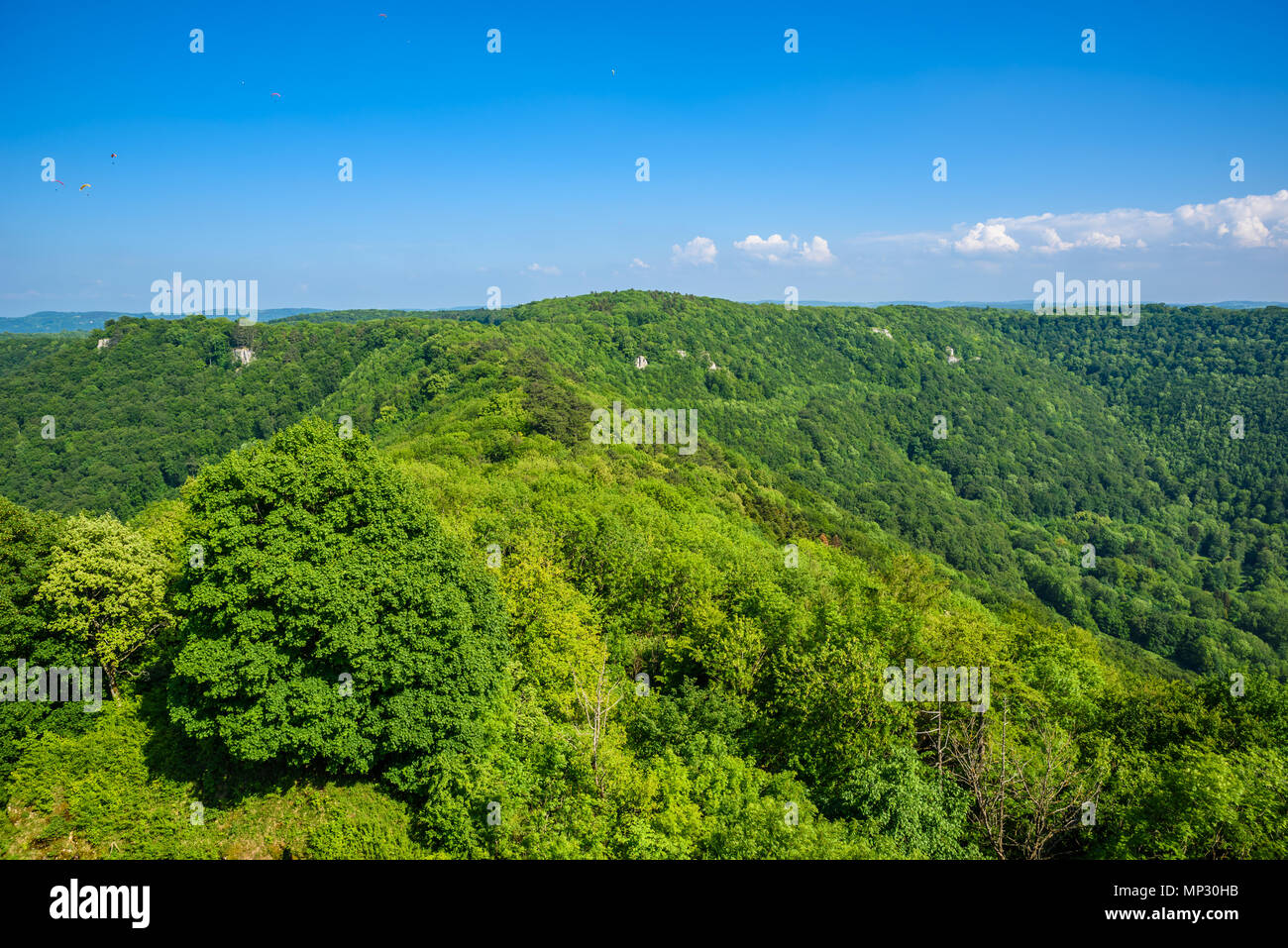 Landscape at the castle Hohenneuffen at Beuren, Swabian Alb, Germany ...