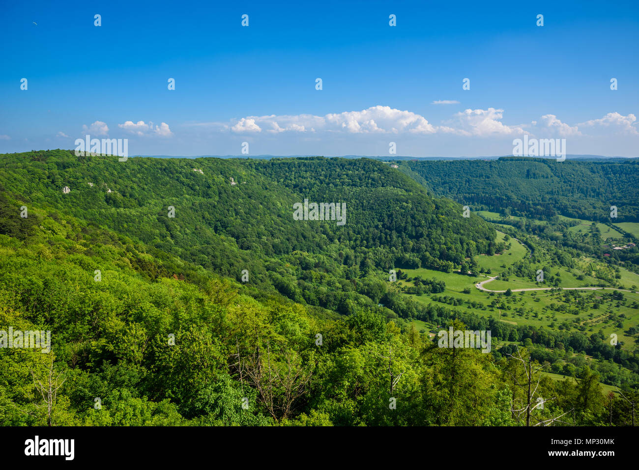 Landscape at the castle Hohenneuffen at Beuren, Swabian Alb, Germany ...
