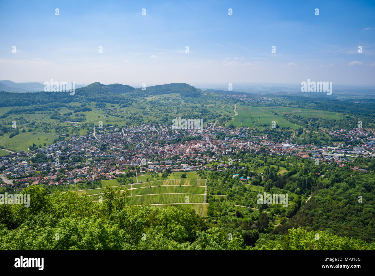 Landscape at the castle Hohenneuffen at Beuren, Swabian Alb, Germany ...