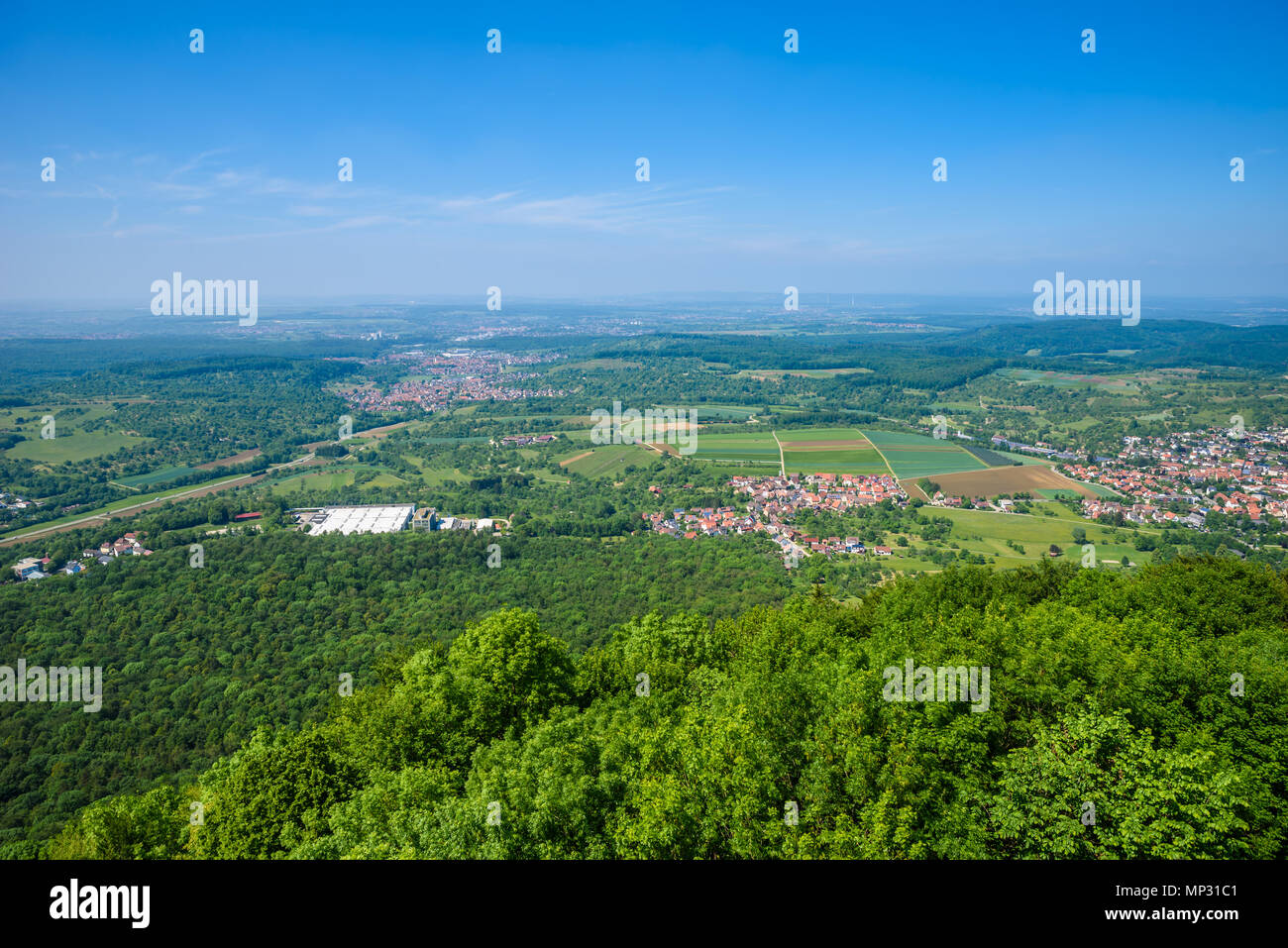 Landscape at the castle Hohenneuffen at Beuren, Swabian Alb, Germany ...