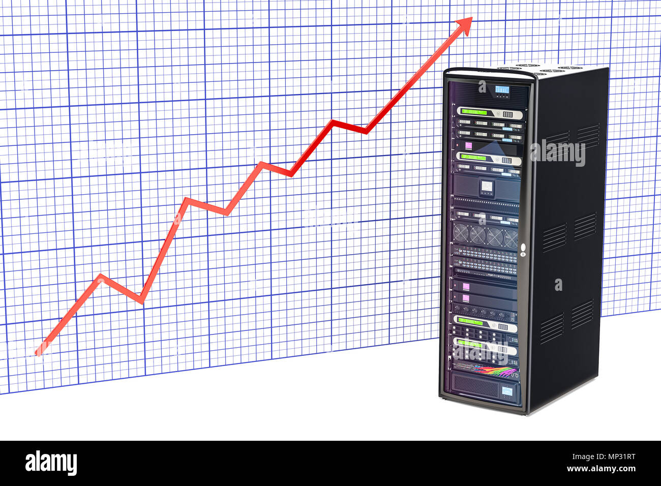 Computer Server Racks with growing chart. 3D rendering Stock Photo - Alamy