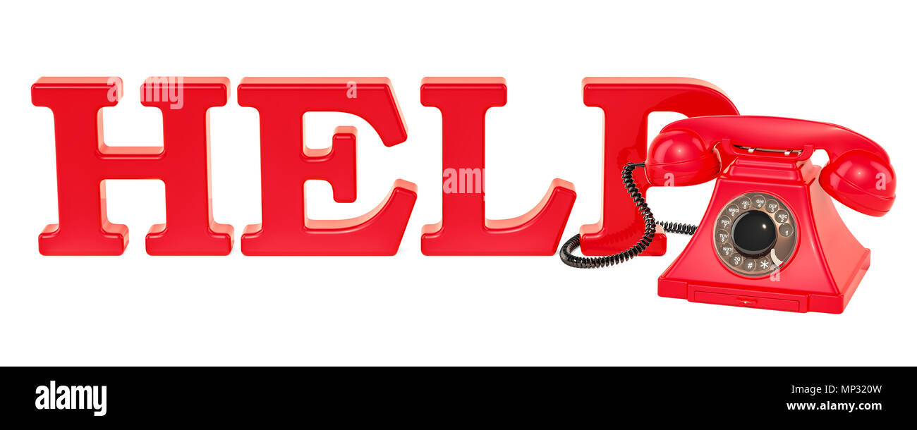 Help concept with phone, 3D rendering isolated on white background ...