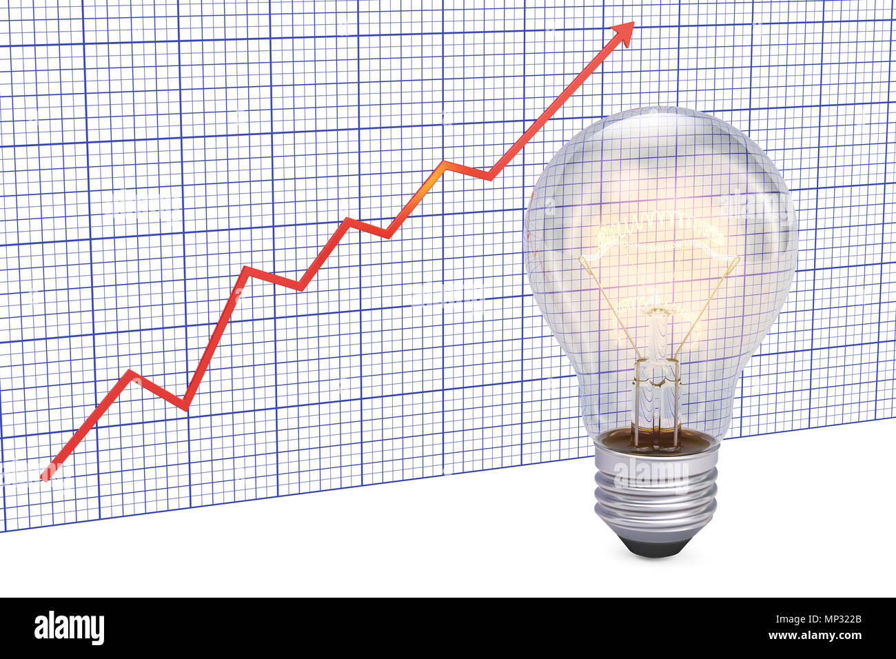 Light bulb with growing chart. 3D rendering Stock Photo - Alamy