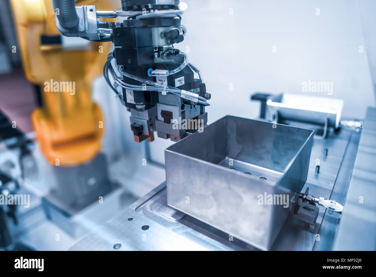 Robotic Arm production lines modern industrial technology. Automated ...