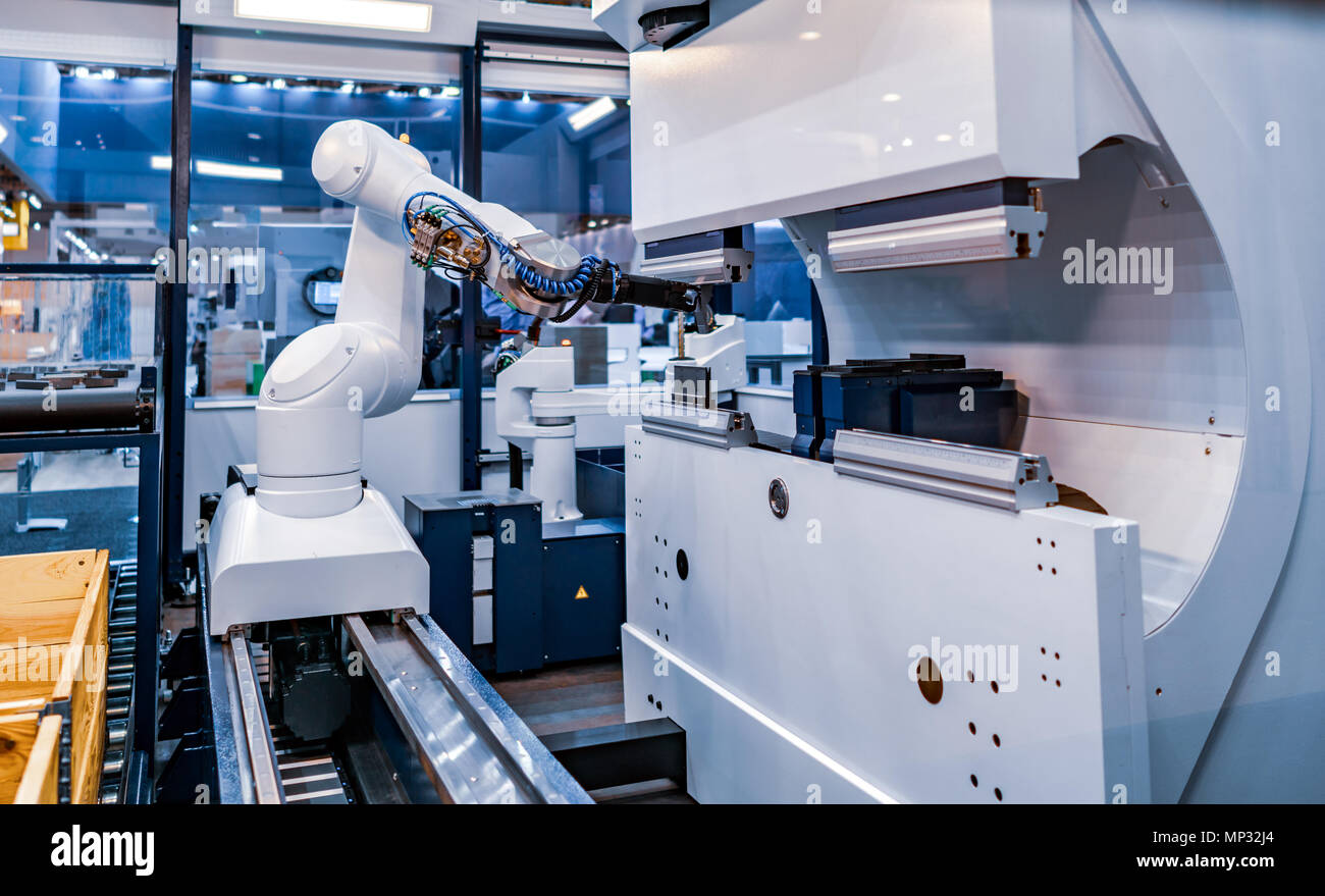 Robotic Arm production lines modern industrial technology. Automated ...