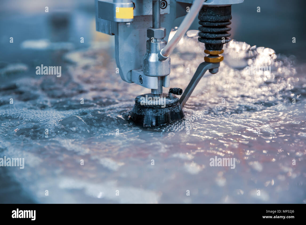 CNC water jet cutting machine modern industrial technology Stock Photo ...
