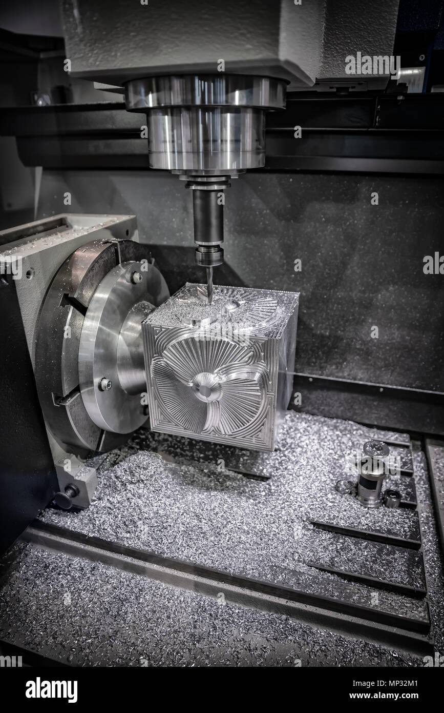 Metalworking CNC milling machine. Cutting metal modern processing ...