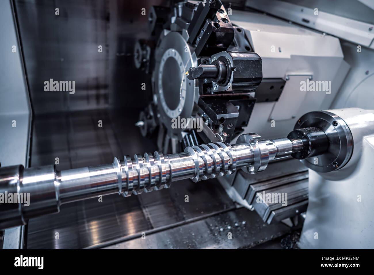 Metalworking CNC milling machine. Cutting metal modern processing ...