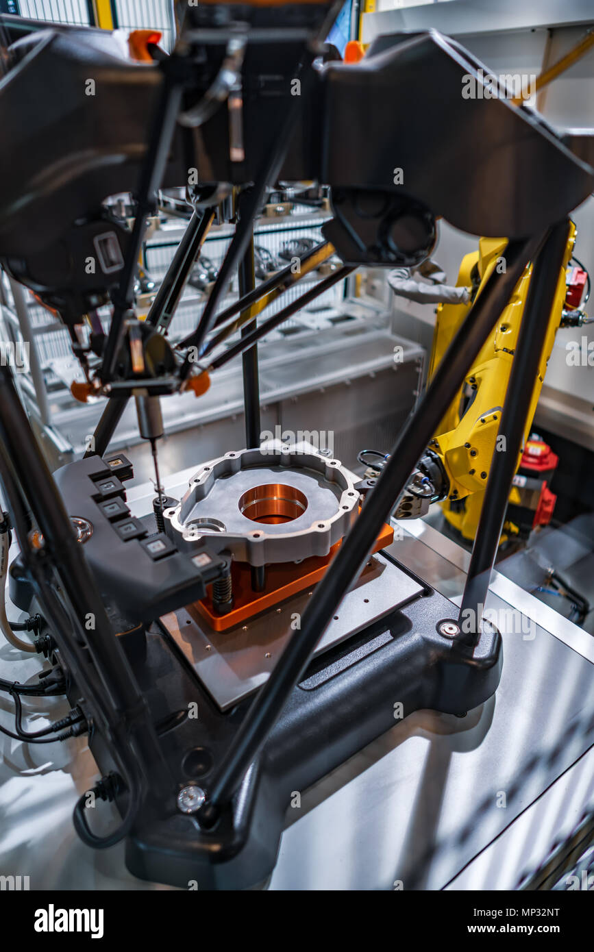 Metalworking CNC milling machine. Cutting metal modern processing ...