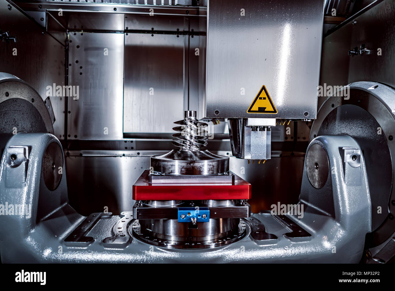 Metalworking CNC milling machine. Cutting metal modern processing ...