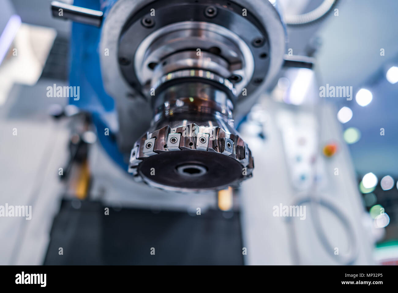 Metalworking CNC milling machine. Cutting metal modern processing ...