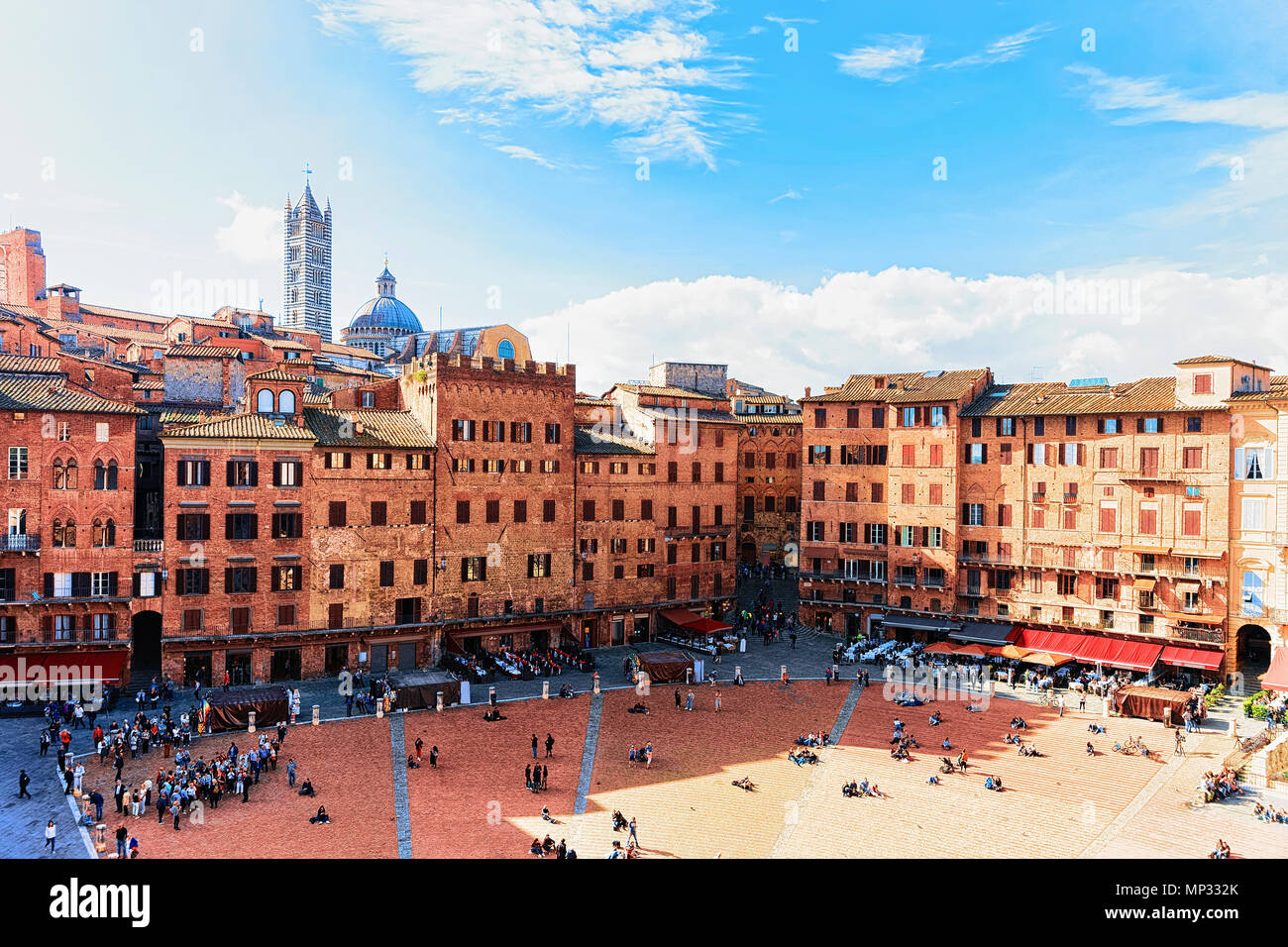 Cityscape of Piazza del Campo Square in Siena, Tuscany, Italy Stock ...