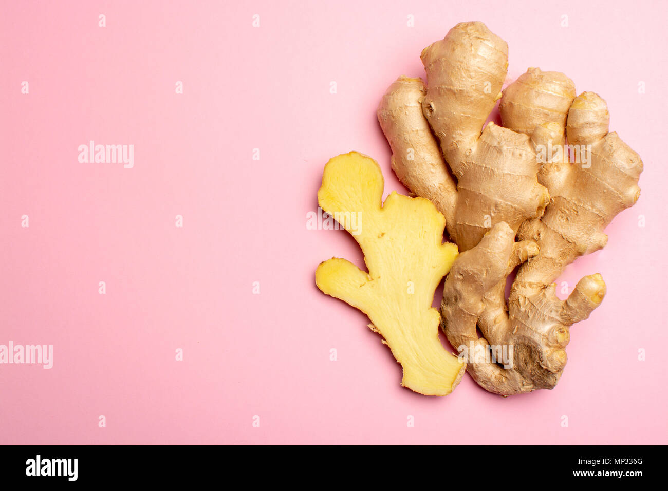 Trendy food flat lay concept on light pink background with fresh big ...