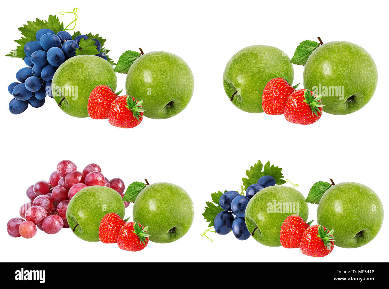 collection of fresh fruits isolated on white background Stock Photo - Alamy