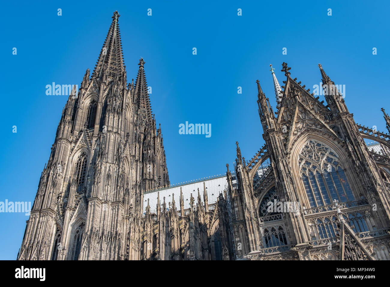 Spires of the Cologne Cathedral located in Cologne Germany. After a ...